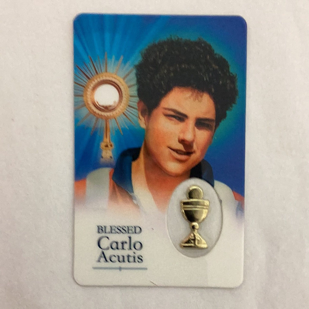 Blessed Carlo Acutis Prayer Card with Medal of the Eucharist – Veritas ...