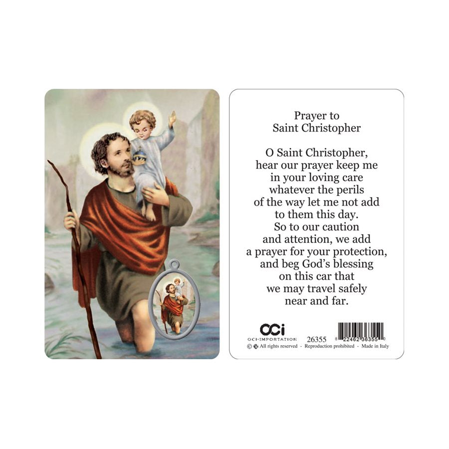 OCI Saint Christopher Prayer Card and Resin Medal – Veritas Catholic ...