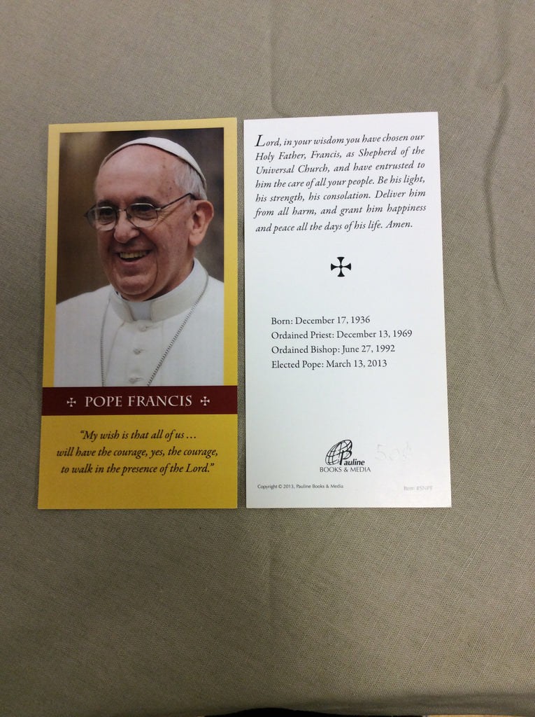 Pope Francis Election Commemorative Prayer Card Cardboard – Veritas ...