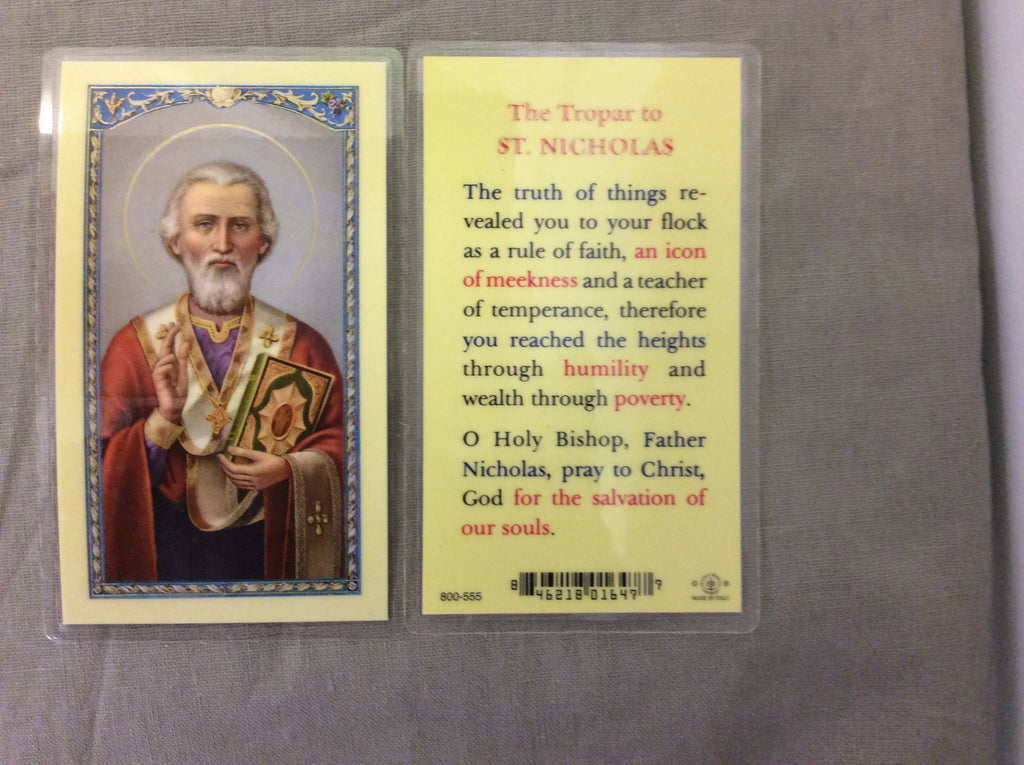Tropar of Saint Nicholas Prayer Card – Veritas Catholic Books & Gifts